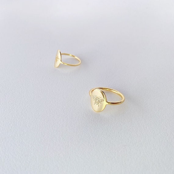 Personalized Engraved Logo Oval Ring Custom Engrave | Etsy