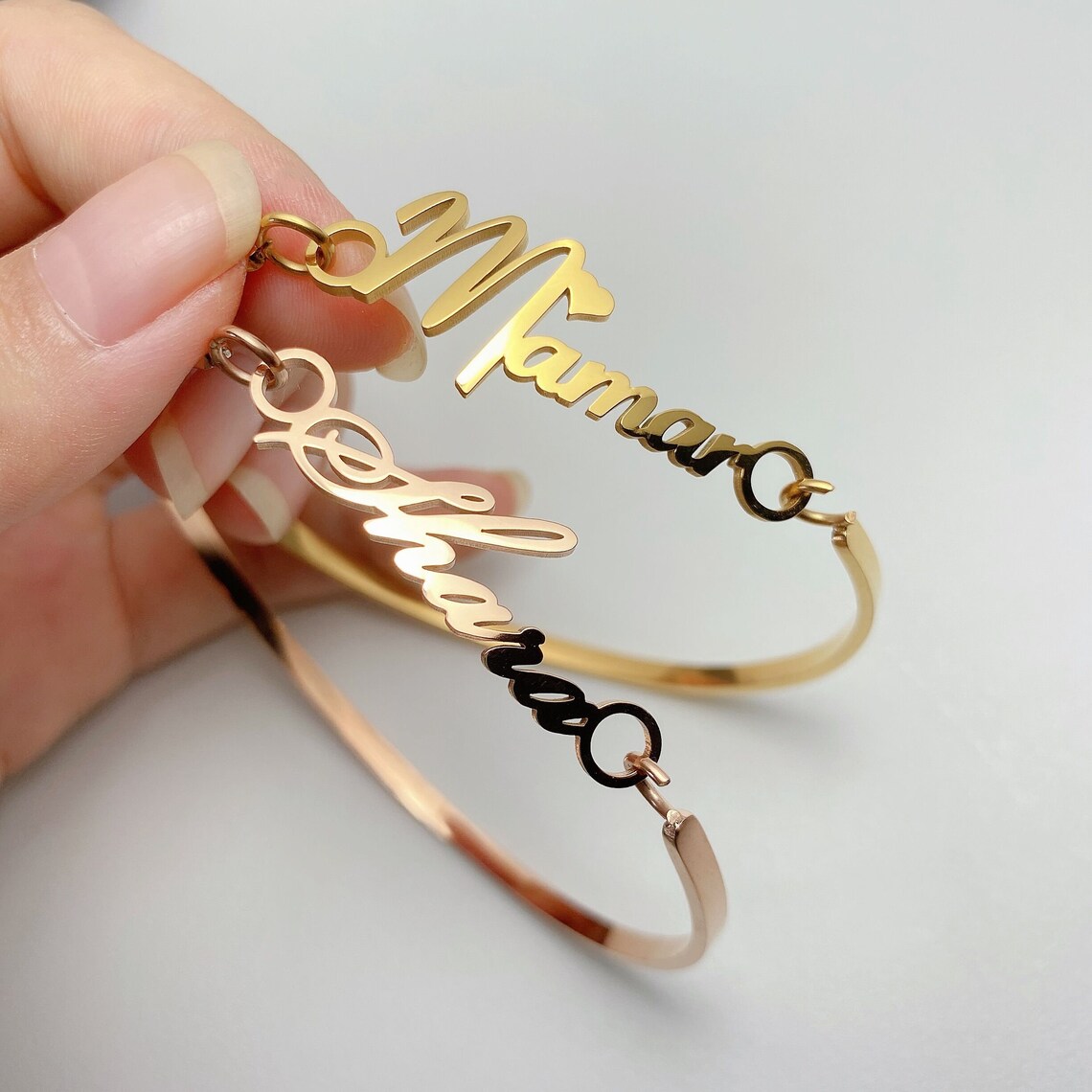 Custom Name Bangle Personalized Name Bracelet 3mm Width Bangle New Born ...