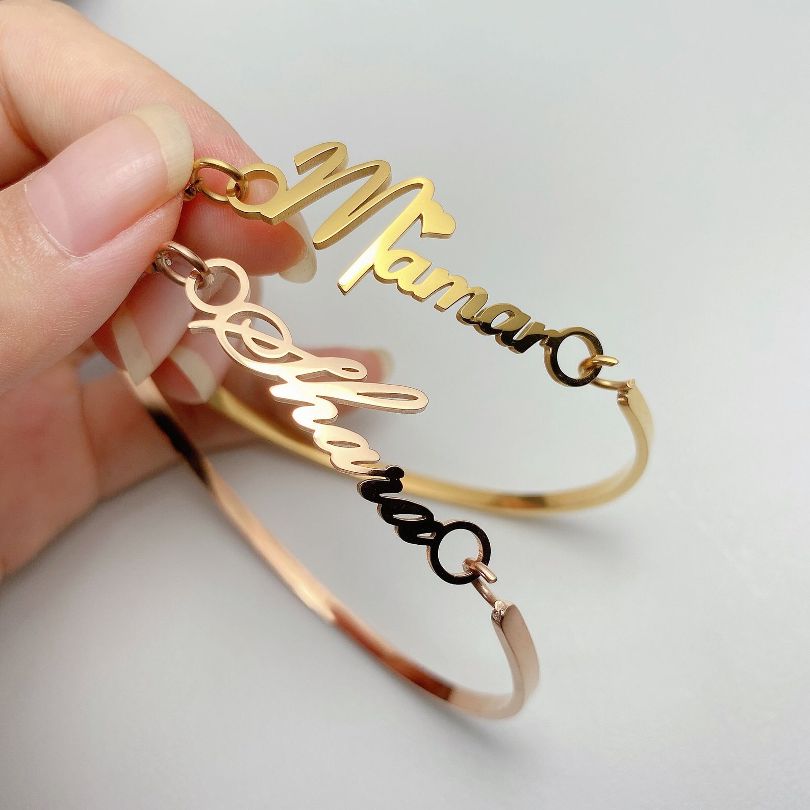 Custom Name Bangle Personalized Name Bracelet 3mm Width Bangle New Born ...