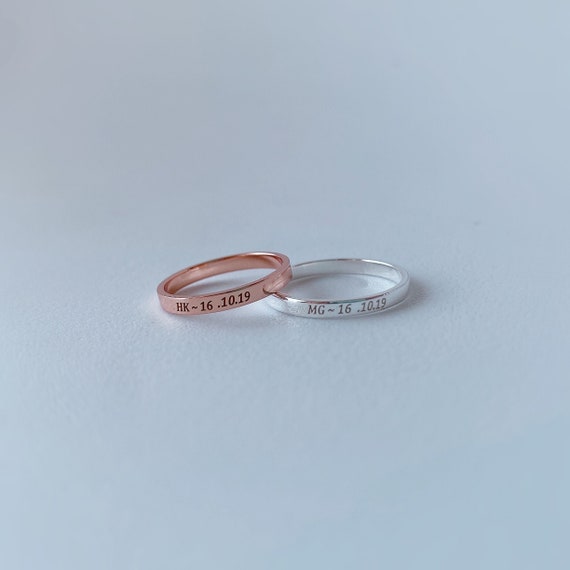 Personalized Engraved Ring 2mm Width Couple's Ring Custom | Etsy