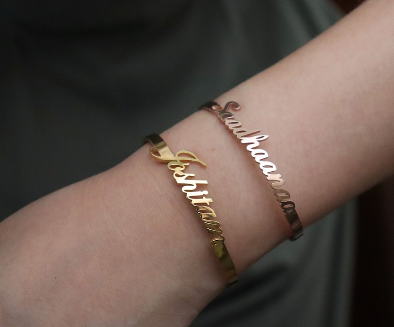 Custom Name Bangle Personalized 2mm/3mm/4mm Width Name Bangle Wrist ...