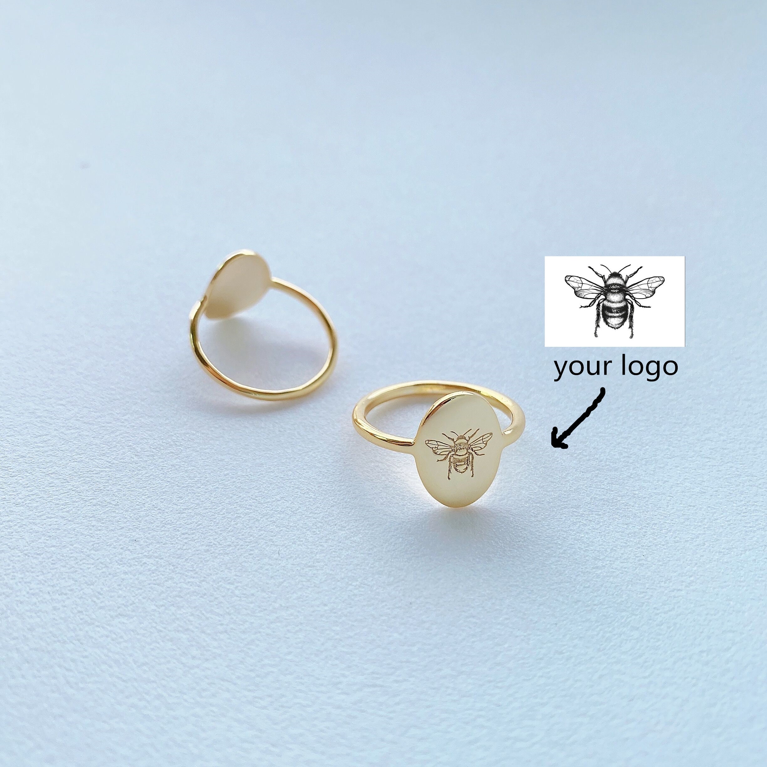 Personalized Engraved Logo Oval Ring Custom Engrave Wildflowers/birth ...