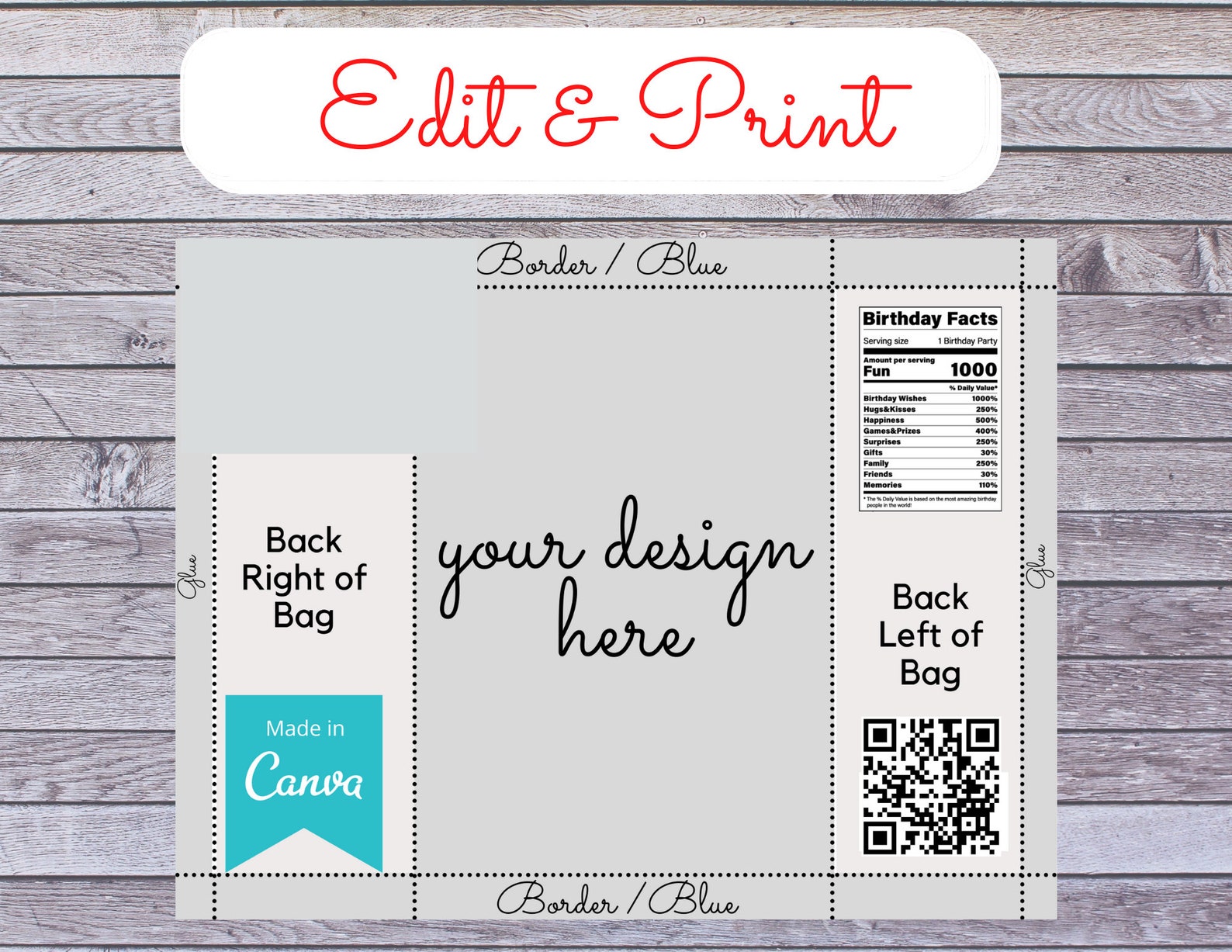 Chip Bag Template Instant Download, Blank Chip Bag Temple, Edit on ...