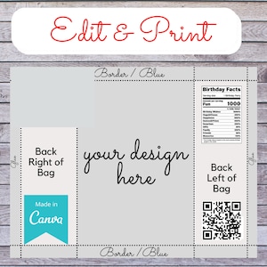 Chip Bag Template Instant Download Blank Chip Bag Temple - Etsy