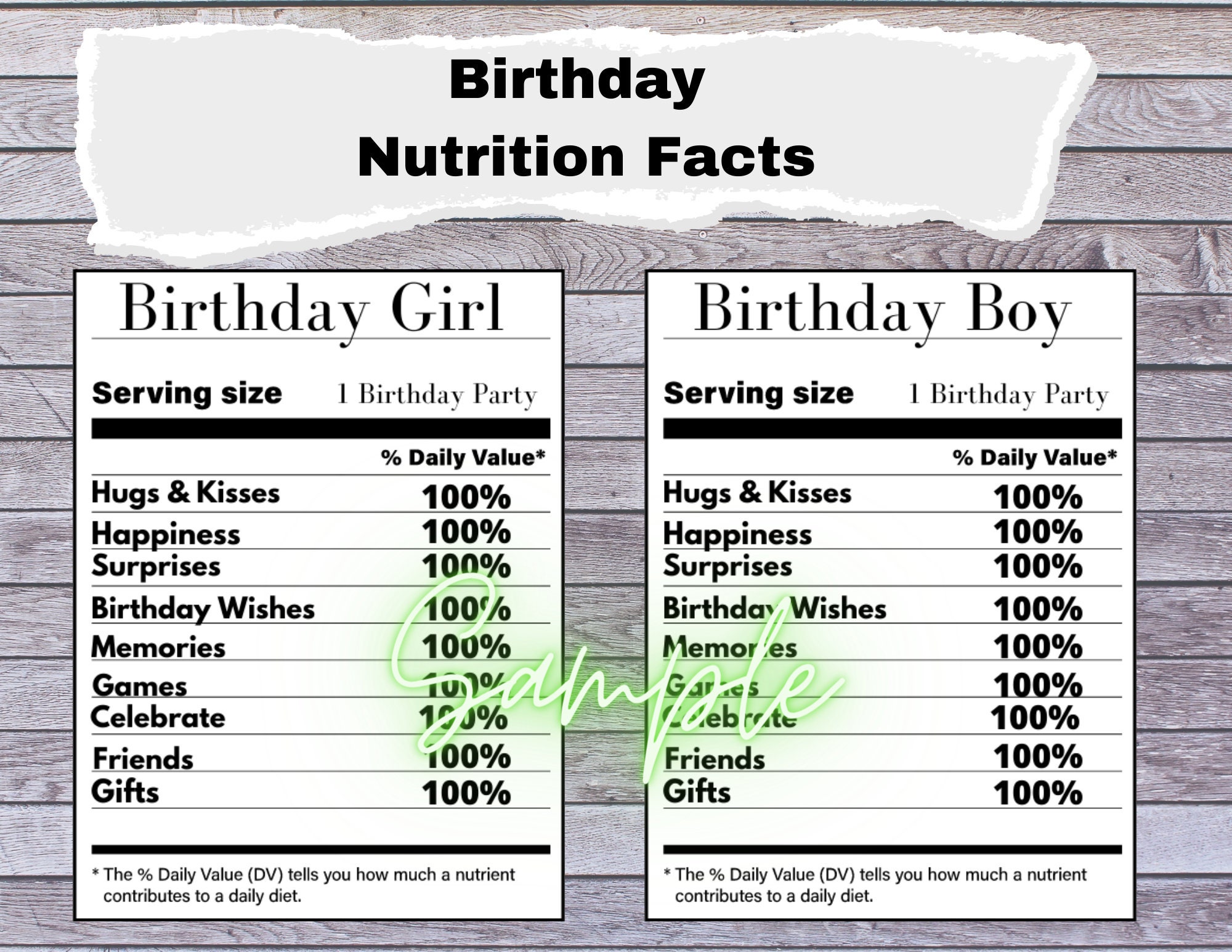 Birthday Nutrition Facts Nutrition Facts Birthday PNG Etsy