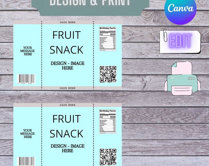 Fruit Snack Template I Canva Template I Favors Templates I Party Favor ...