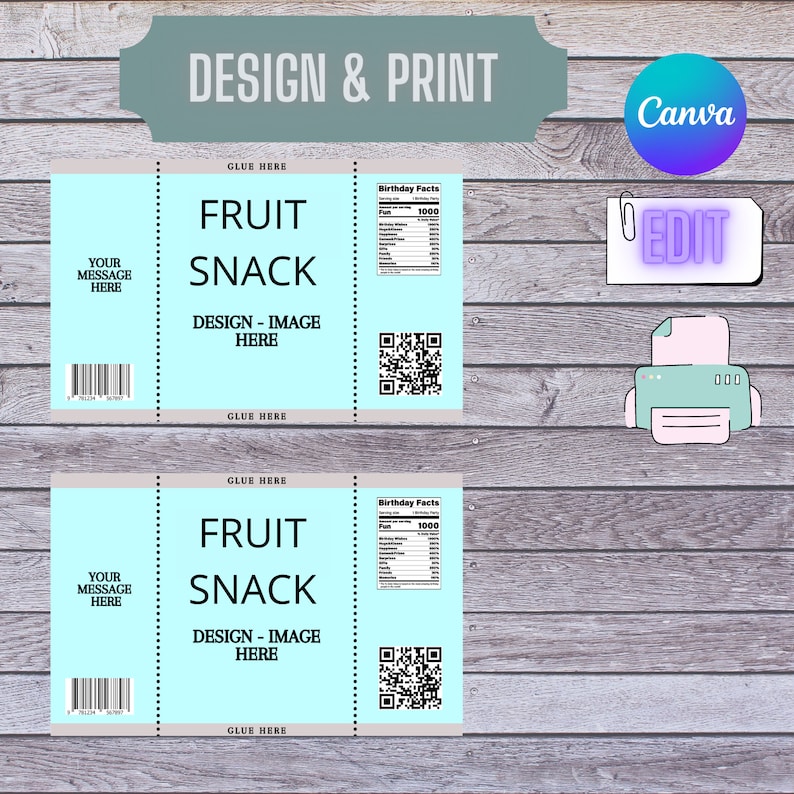 Fruit Snack Template I Canva Template I Favors Templates I - Etsy