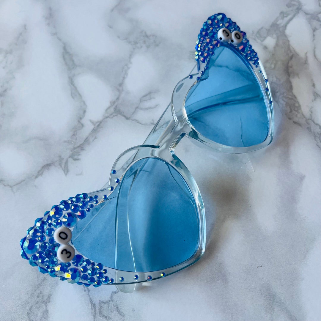 Blue Personalised Birthday Sunglasses - Etsy