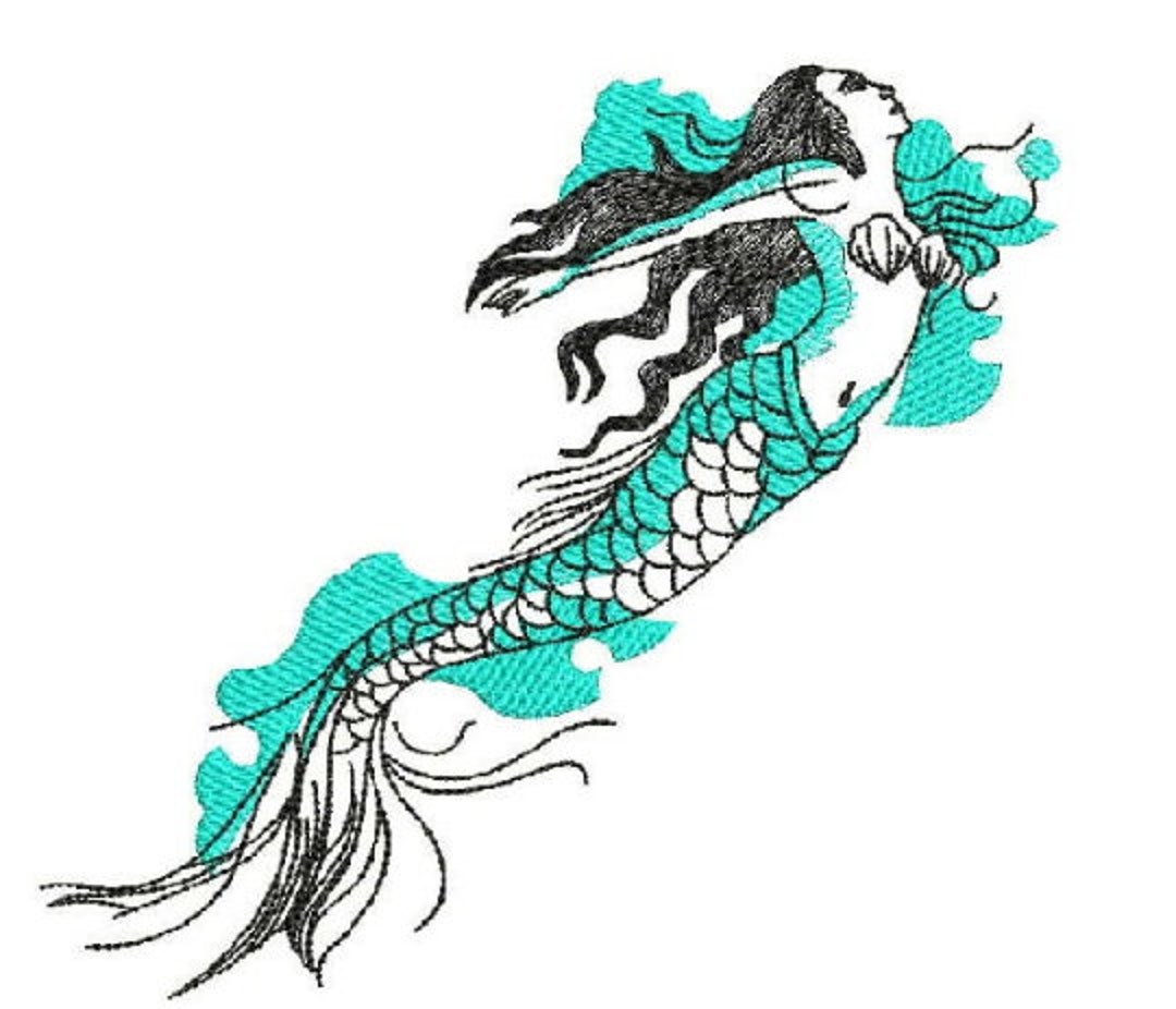 Mermaid Embroidery Designs Instant Download Filled Stitches Design 1920 ...