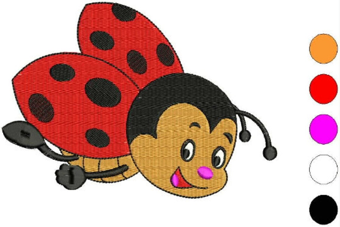 Ladybug Cartoon Embroidery Design 3 Sizes Fill Stitch | Etsy