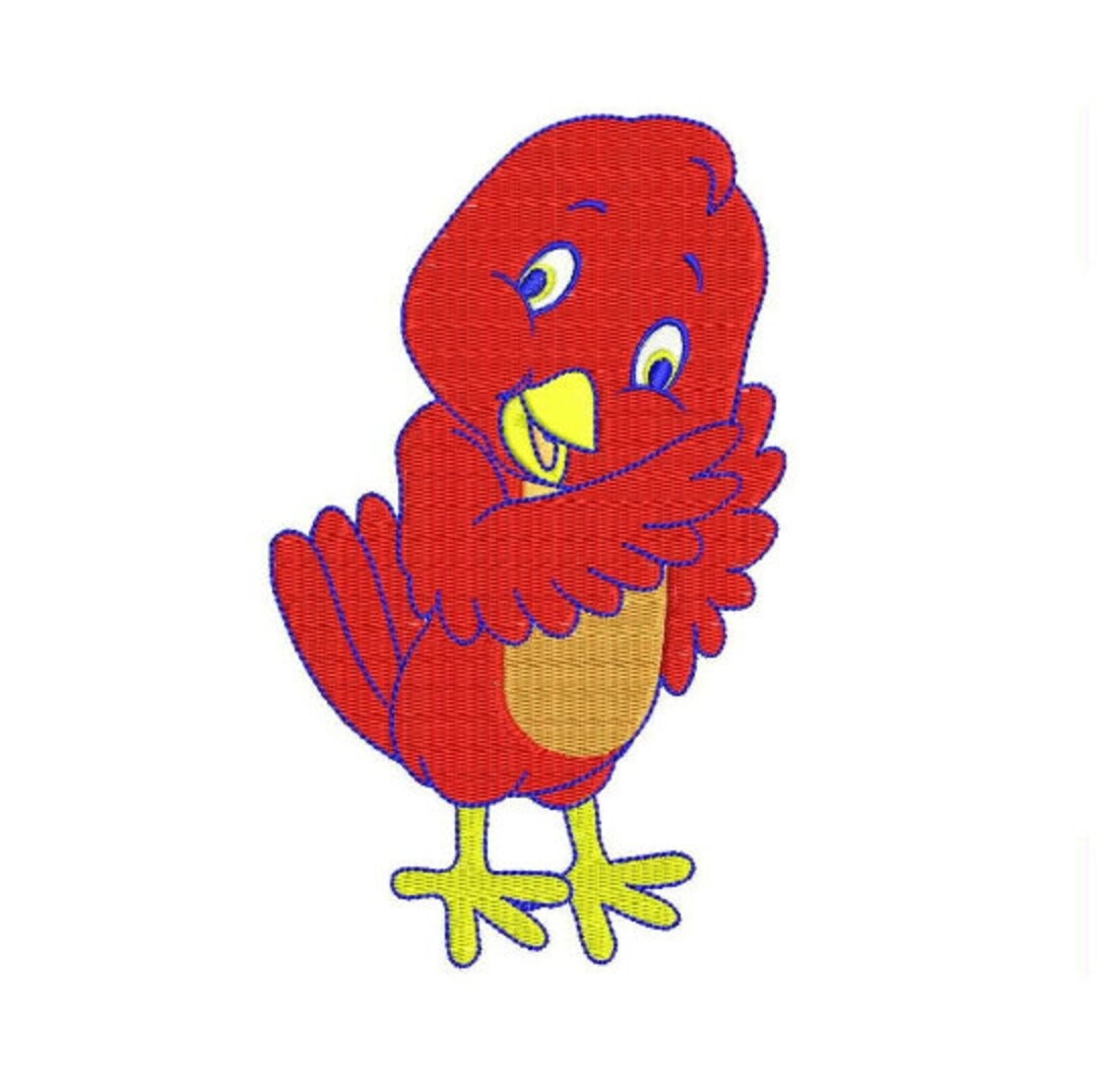 Cute Red Bird Embroidery Design 3 Sizes Fill Stitch Instant Download ...