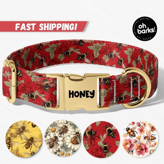 Flower Dog Collar Bumble Bee Dog Collar Red Roses Dog Collars Dog Leashes Boy Dog Collars Gift for Pet Dog Collars Etsy UK