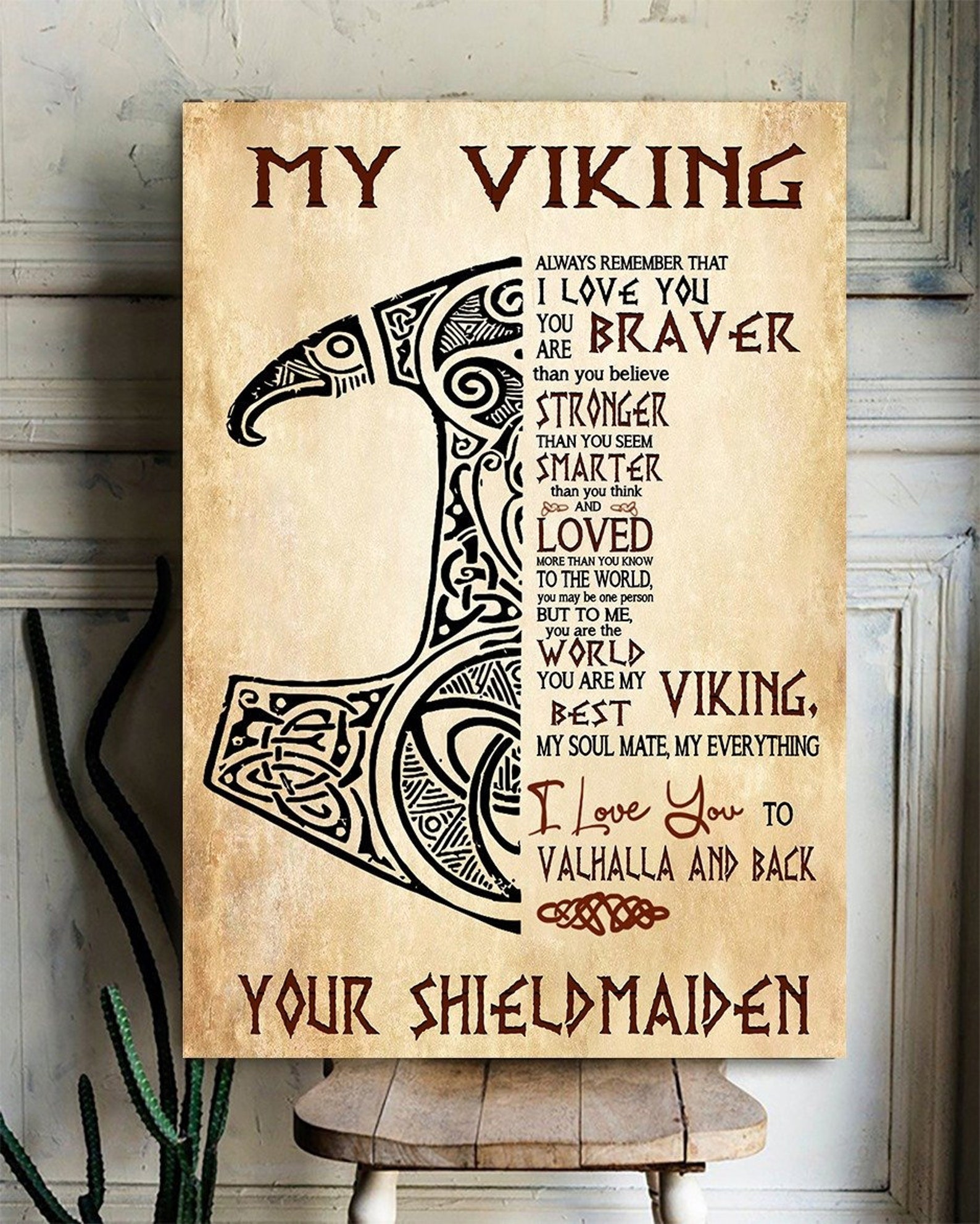 My Viking I Love You To Valhalla And Back Canvas Poster | Etsy