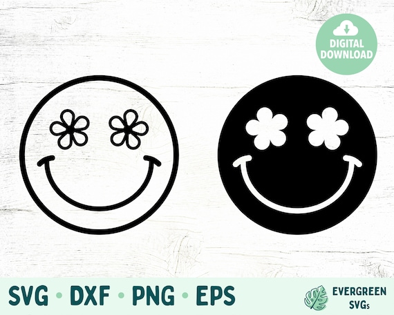 Smiley Face SVG Smiley Face With Flower Eyes Hippie SVG for - Etsy