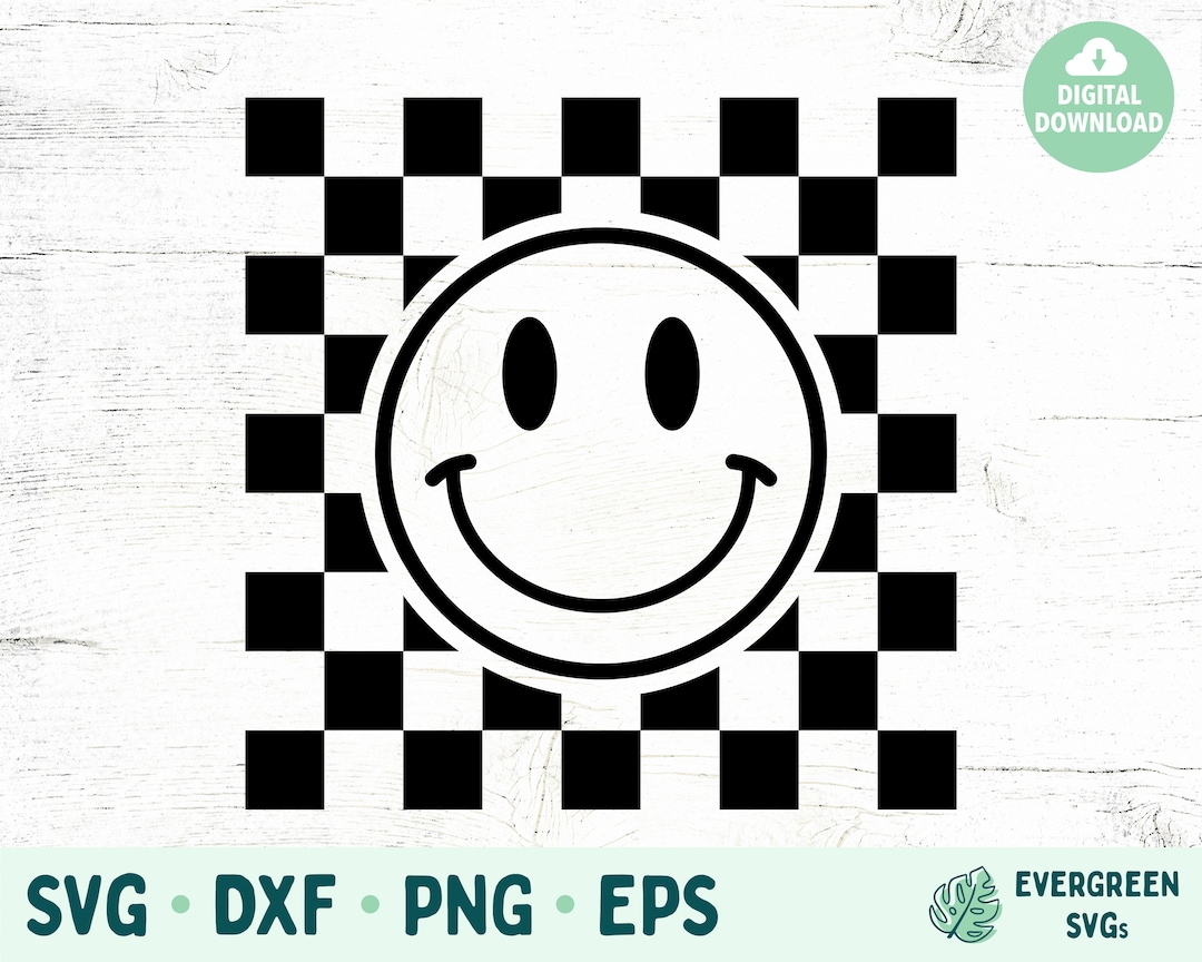 Smiley Face Checkerboard SVG, Smiley Face Cut Files, Hippie SVG, SVG ...