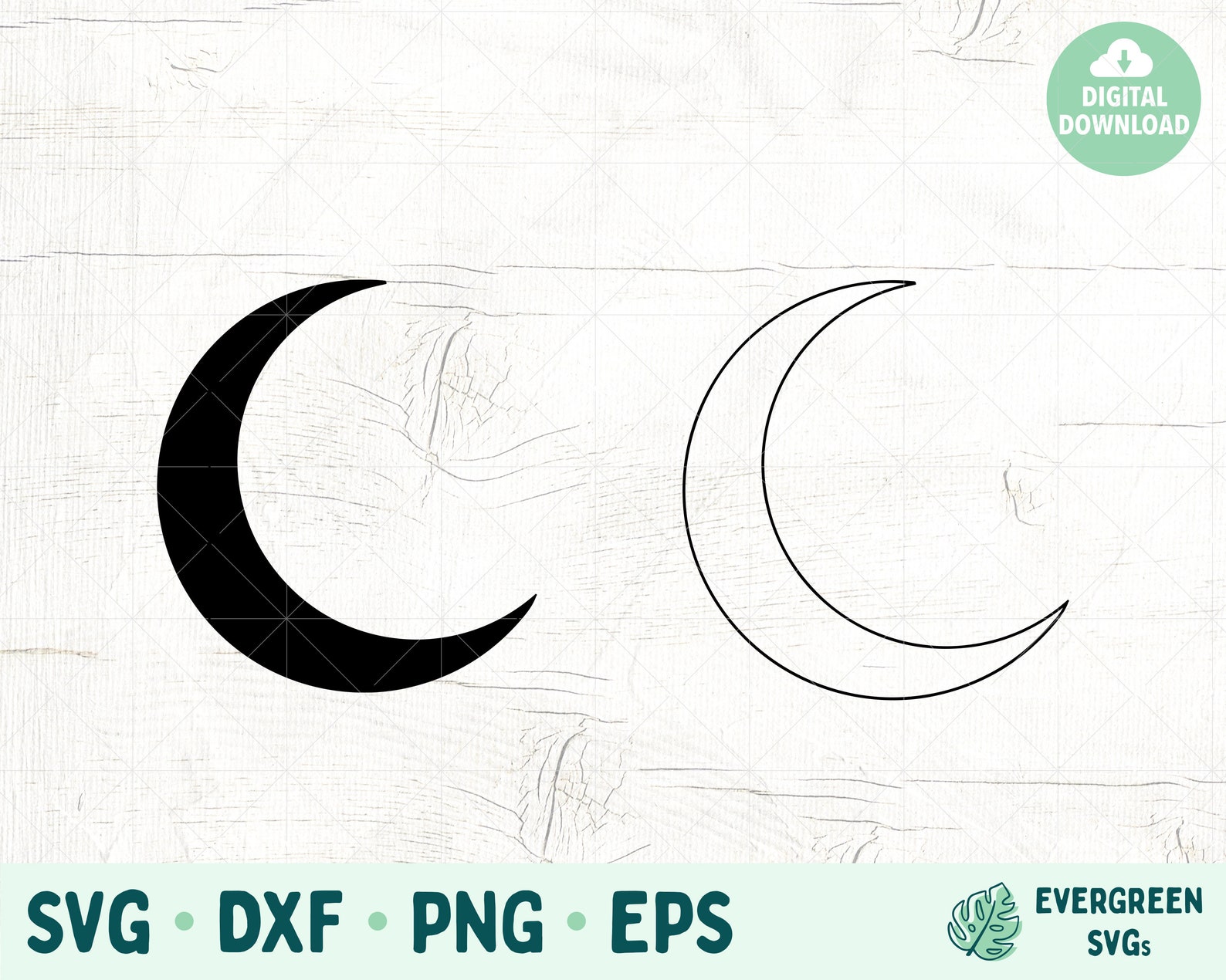Lune SVG, Crescent Moon SVG, Boho svg eps png dxf, svg mystique, couper ...