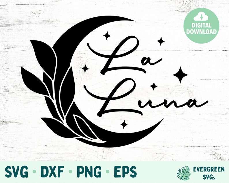 Crescent Moon SVG, Crescent Moon With Leaves SVG, Bohemian SVG Cut ...