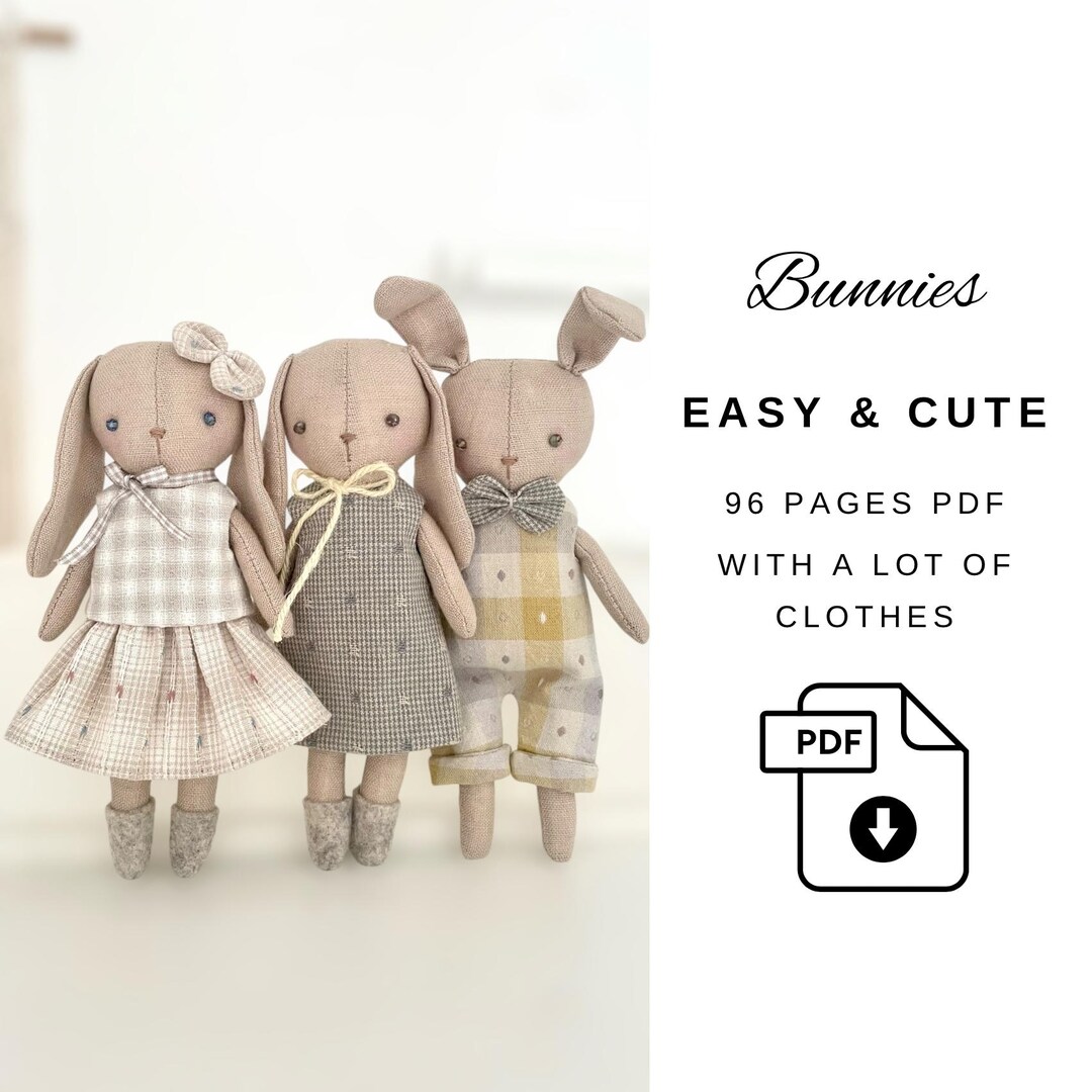 Bunny Doll Sewing Pattern, Easy Bunny PDF Pattern Tutorial to Sew ...