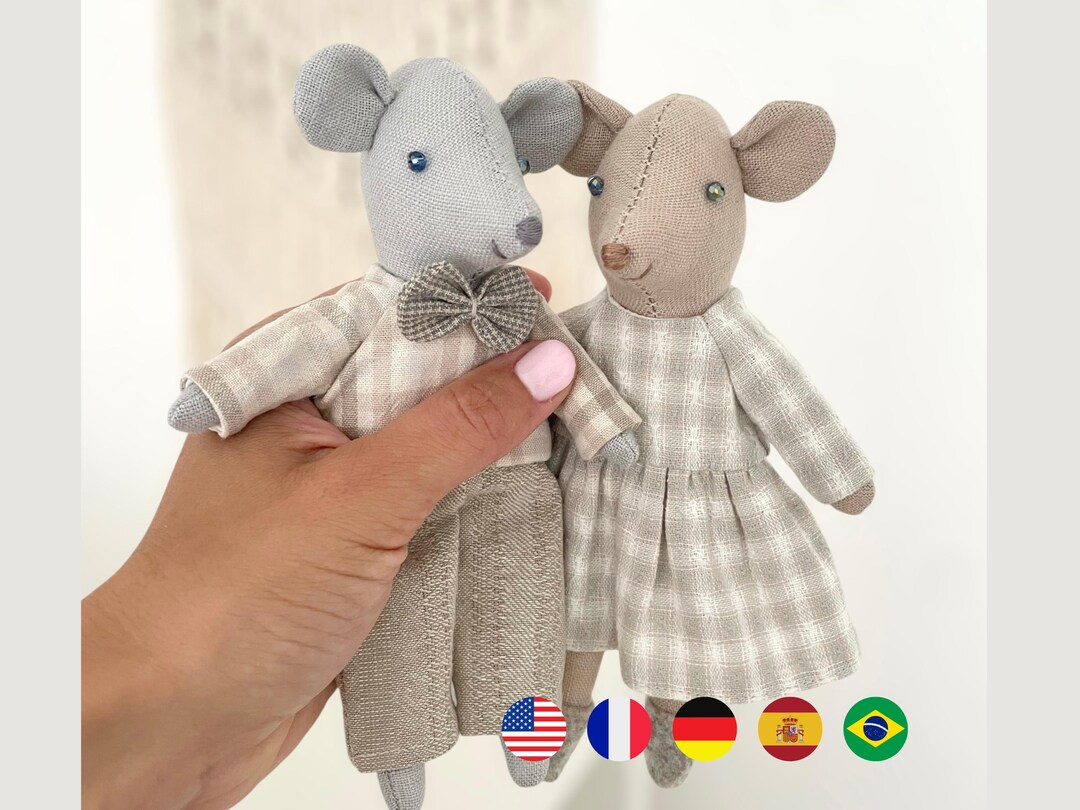 Mouse Sewing Pattern - Small Linen Mice Sewing Patterns, Mini Mouse Diy ...