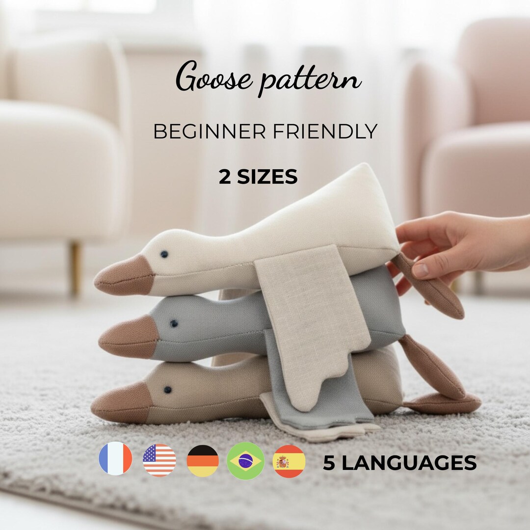 Goose Sewing Pattern, Easy Stuffed Animal Sewing Pattern, Duck Pattern ...