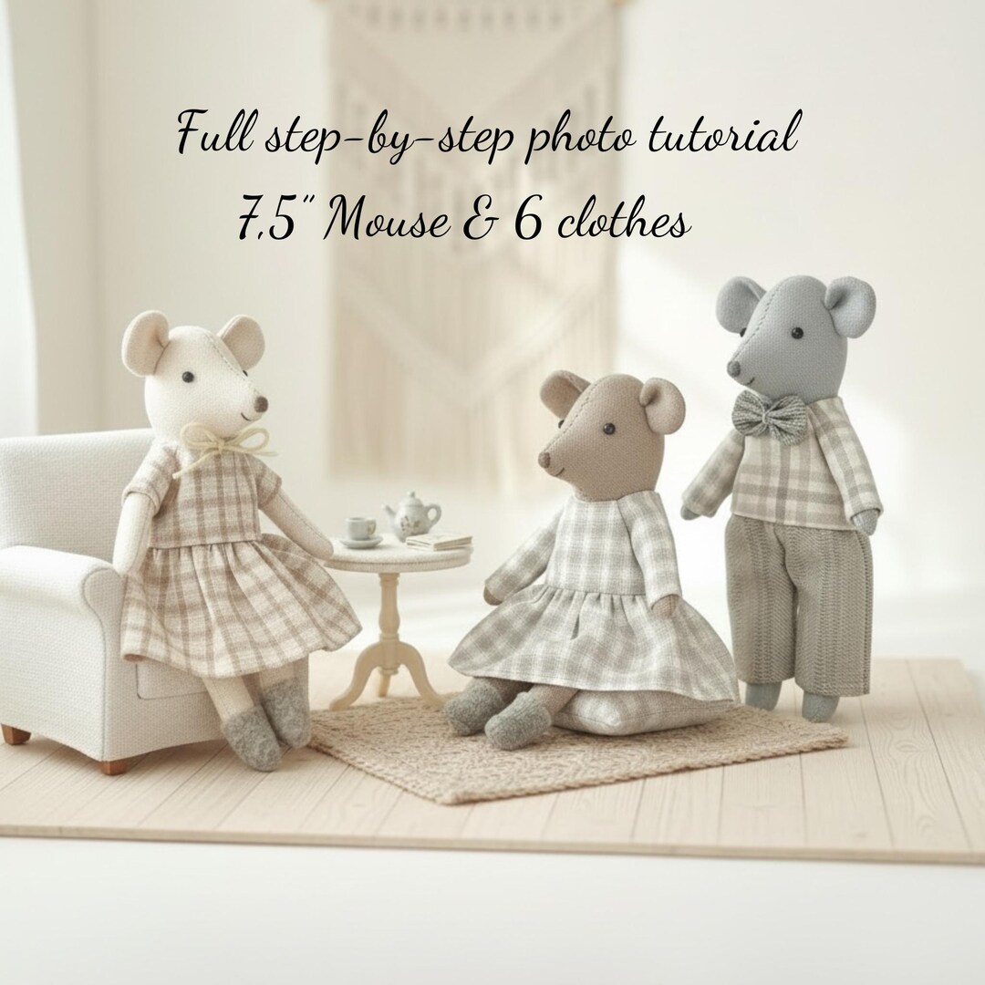 Mouse Sewing Pattern – Tiny Mouse Family Sewing Patterns Pdf With ...