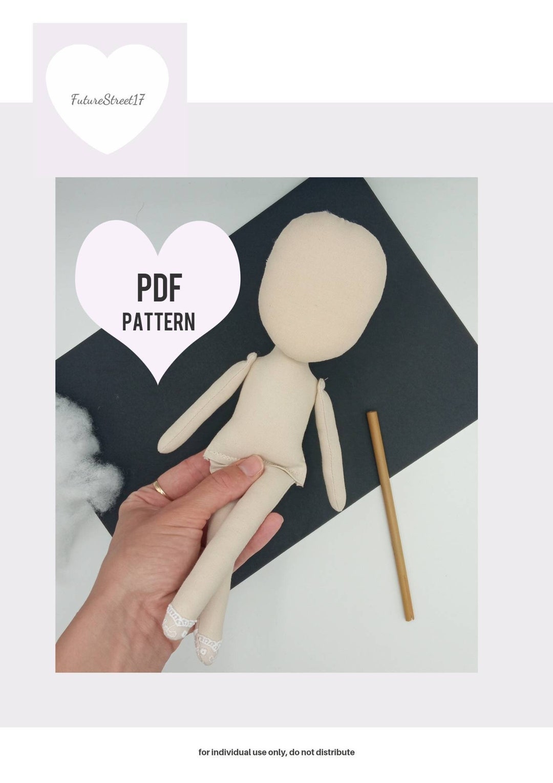 Doll Body Pattern PDF - Rag Doll Body & Shoes Tutorial PDF - DIY Fabric ...