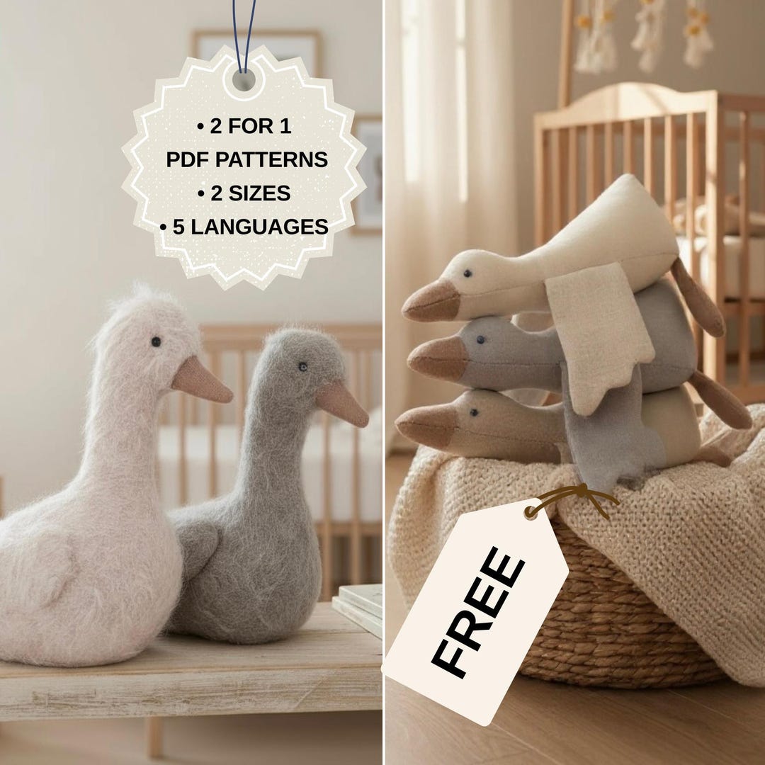 Goose Sewing Pattern: Stuffed Animal Goose Baby Pattern for Beginner ...