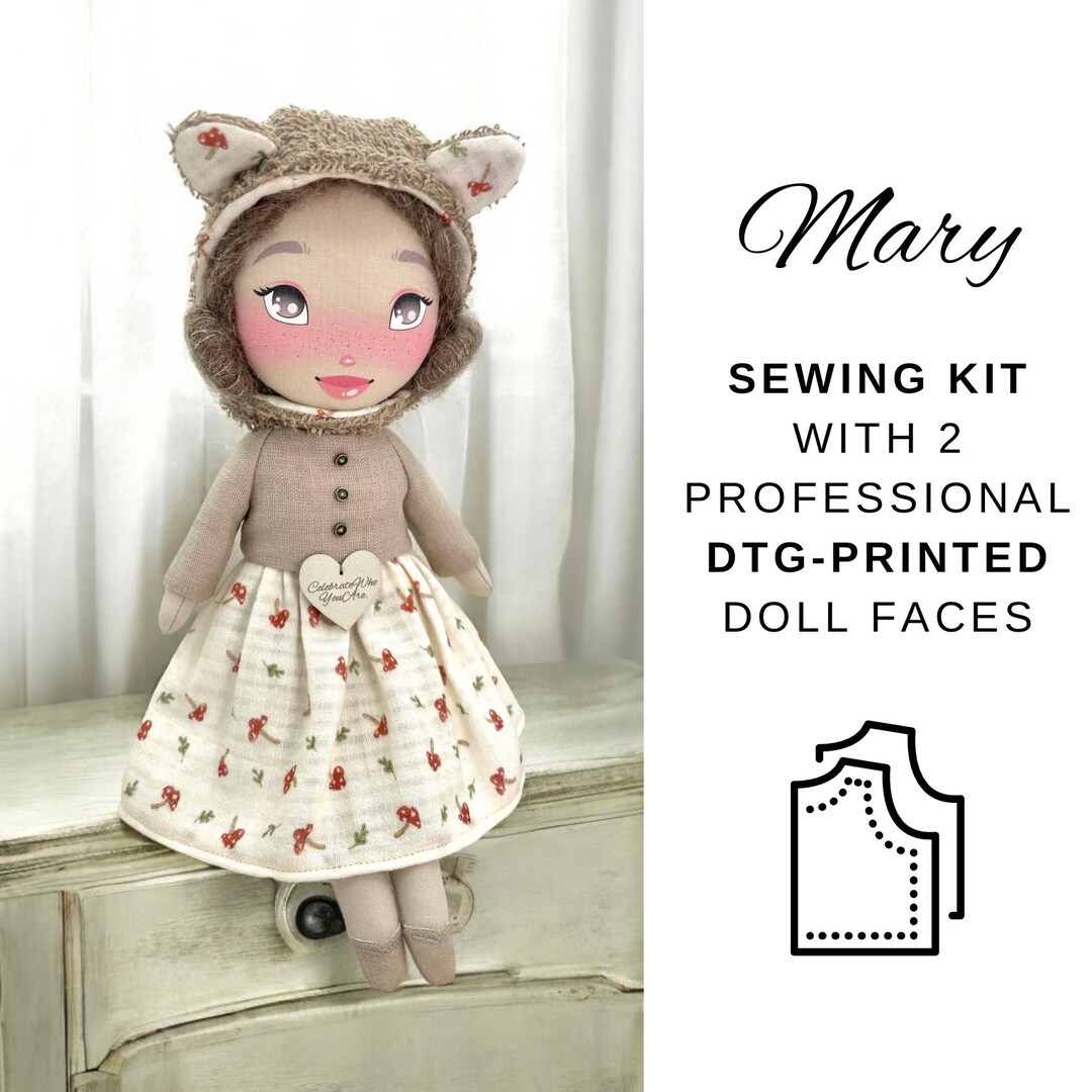 Cloth Doll Sewing KIT PDF, Doll Sewing Kit, PDF Pattern, Rag Doll ...