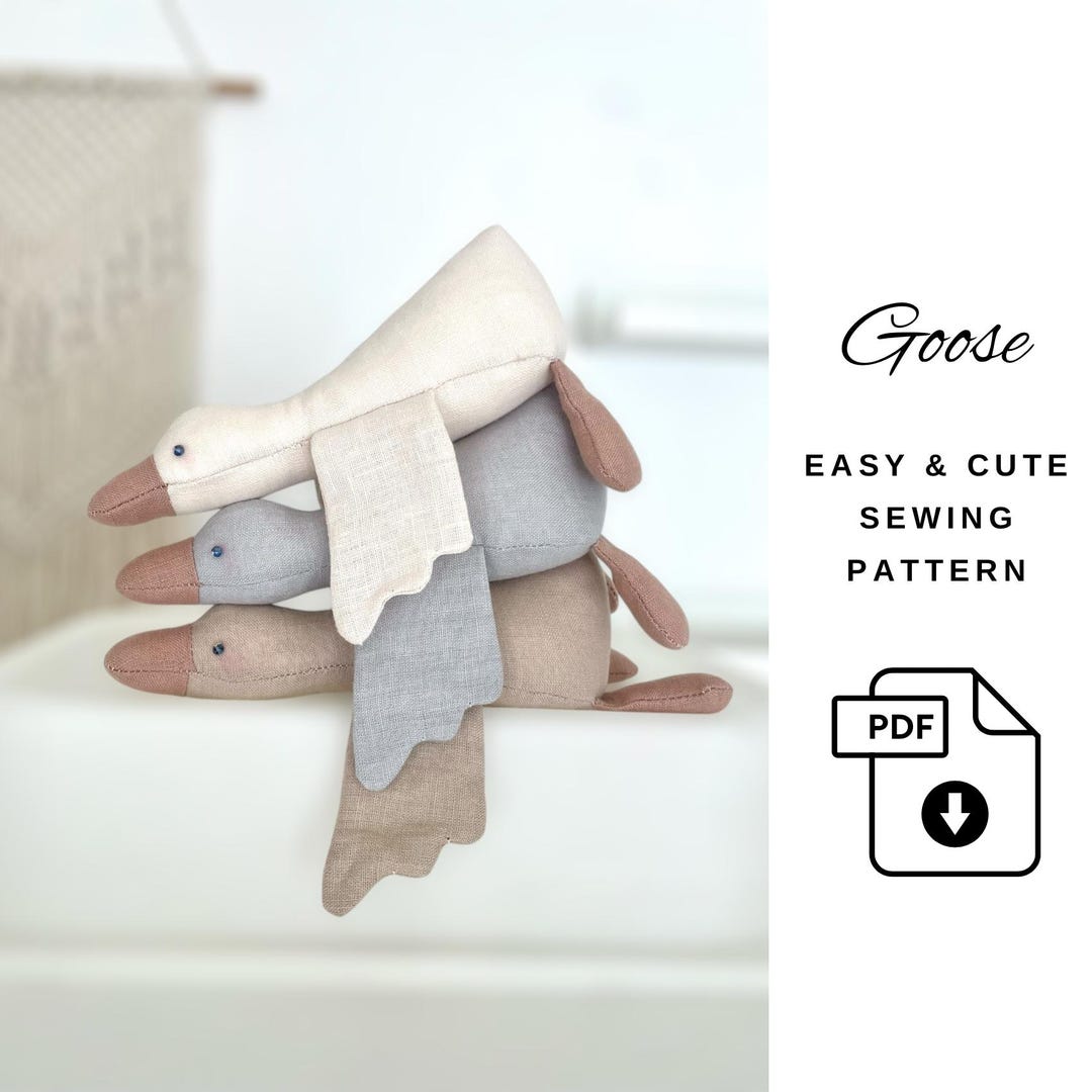 Goose Sewing Pattern, Memory Animal Easy Sewing Pattern, Fabric Bird ...