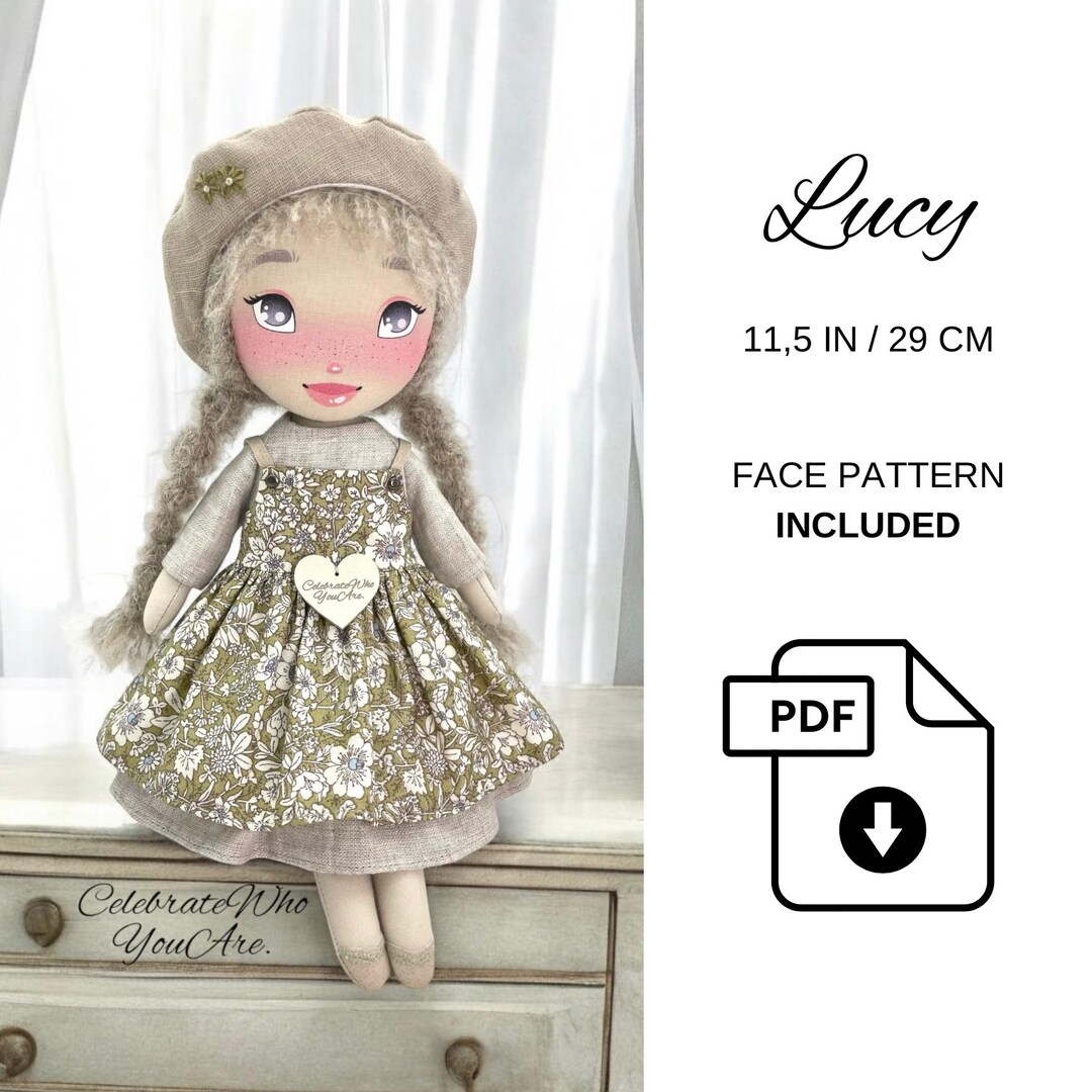 Rag Doll Sewing Pattern Pdf, Cloth Doll Tutorial Toy - Rag Doll Body ...