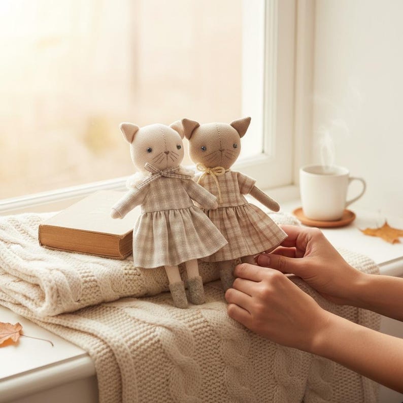 Cat Sewing Pattern – Easy Fabric Kitty Pattern, DIY Plush Cat, Mini ...
