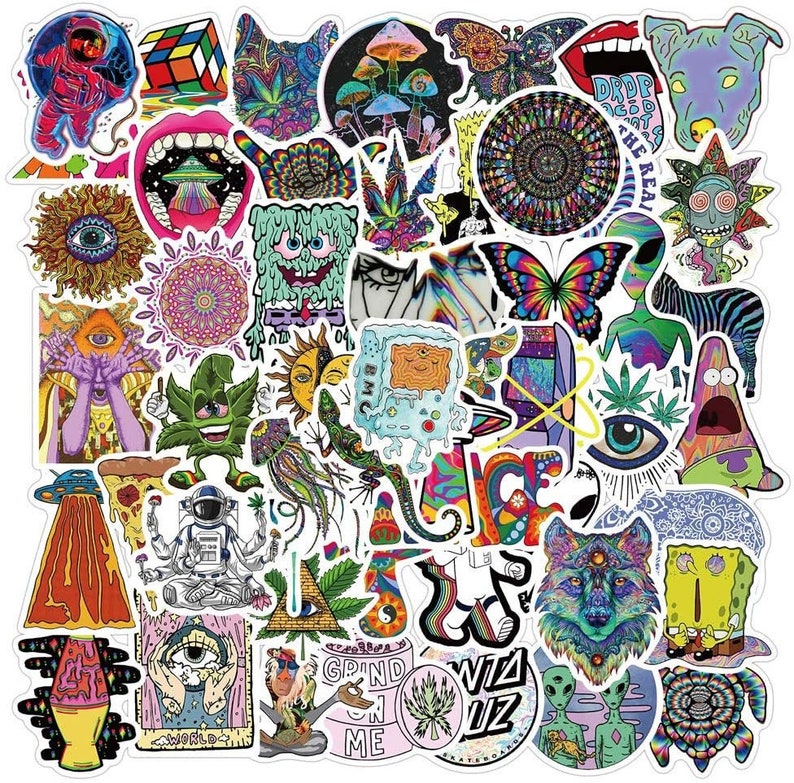 TRIPPY Sticker Packs Psychedelic Stickers Hippie Stickers - Etsy