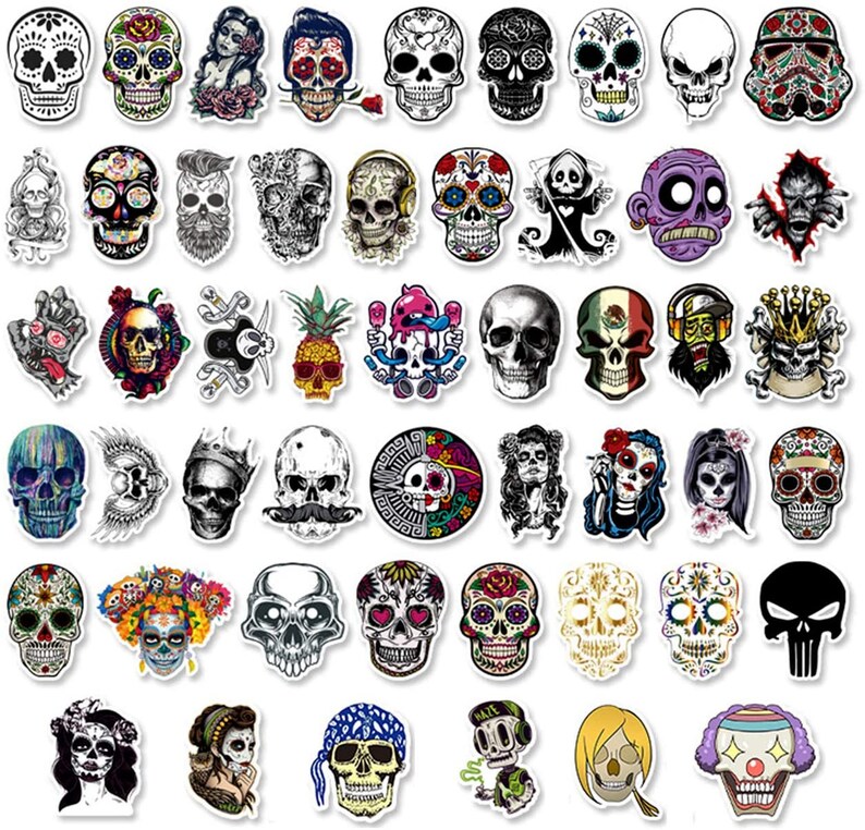 Day of The Dead Sticker Packs Sugar Skull Stickers Vinyl | Etsy