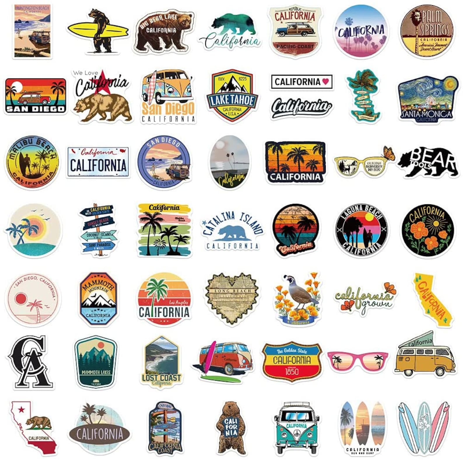 CALIFORNIA Stickers Cali Sticker Packs Socal Stickers | Etsy