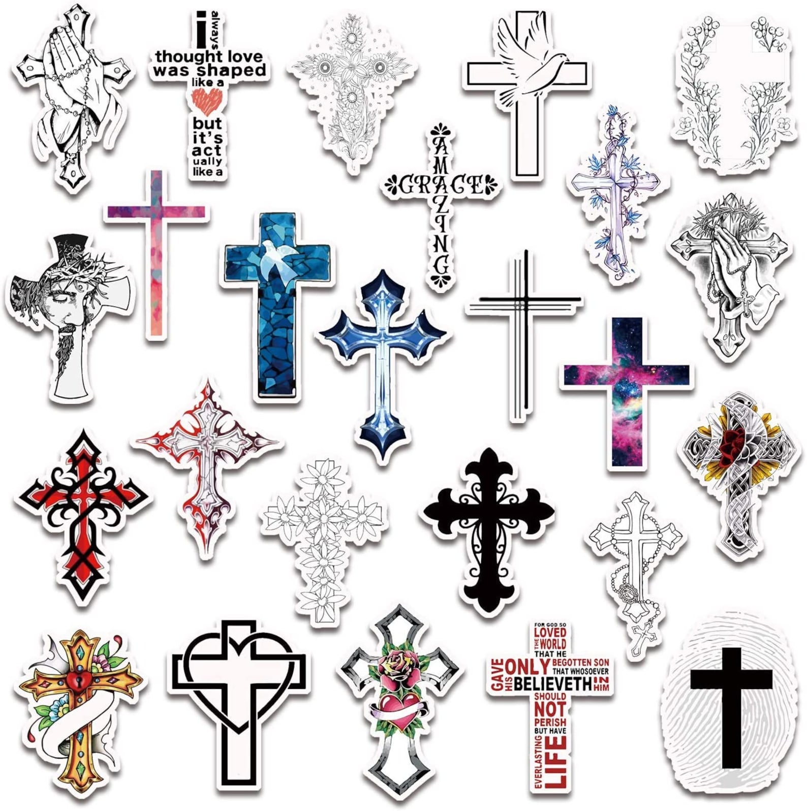 Cross Sticker Packs Religious Stickers Holy Stickers Etsy