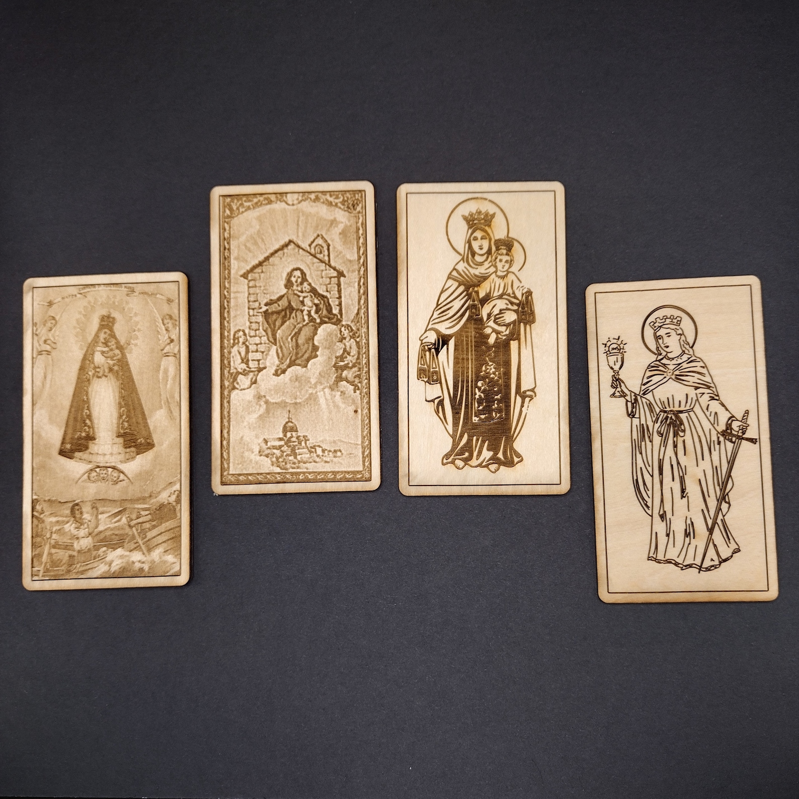 Saint Wooden Prayer Card Santa Barbara/ Caridad Del Cobre/ San Lazaro ...