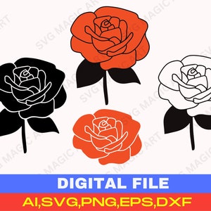 Single Rose SVG, Flower Svg, Rose Flower Svg, Flowers SVG, Roses Svg ...