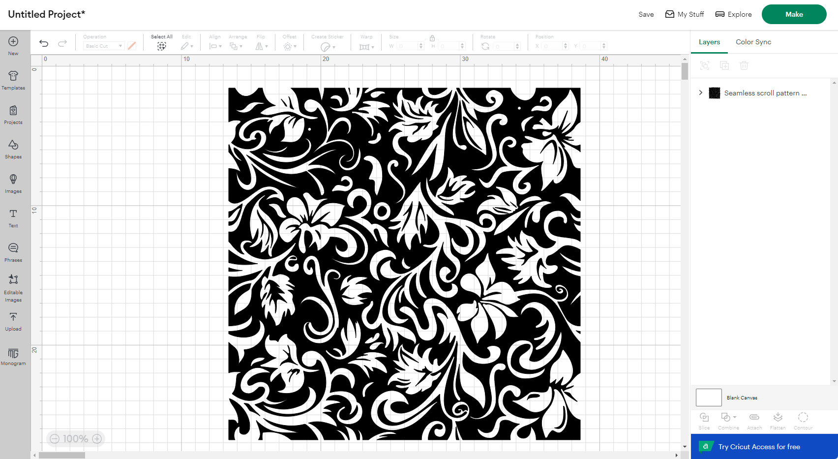 Seamless Scroll Pattern Svg,vector Seamless,floral Pattern, Digital ...