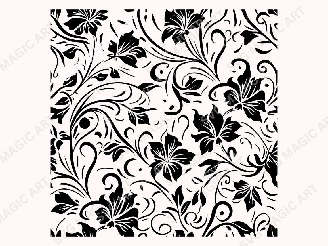 Seamless Scroll Pattern Svg,vector Seamless Floral Pattern, Digital ...