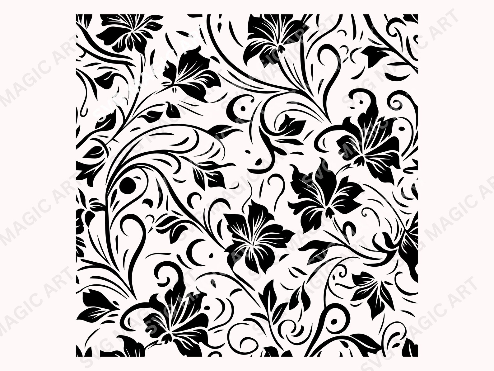 Seamless Scroll Pattern Svg,vector Seamless Floral Pattern, Digital ...