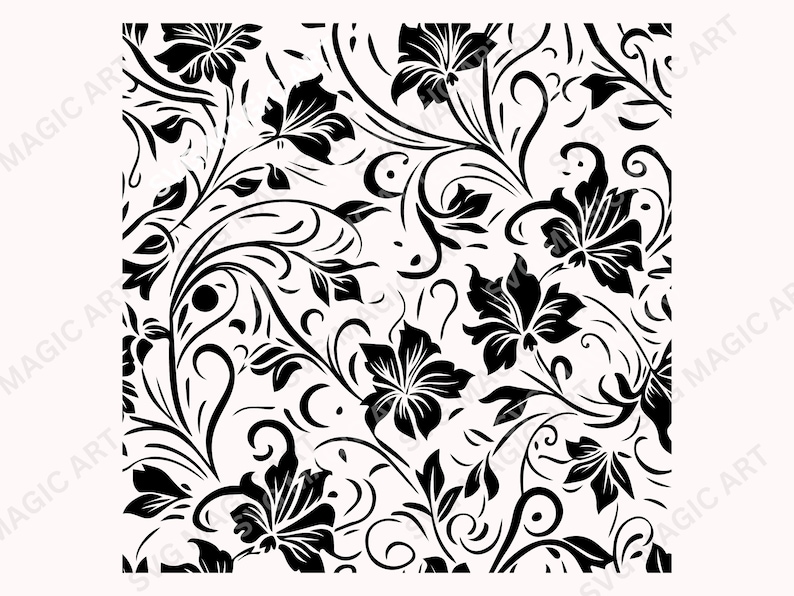 Seamless Scroll Pattern Svg,vector Seamless Floral Pattern, Digital ...