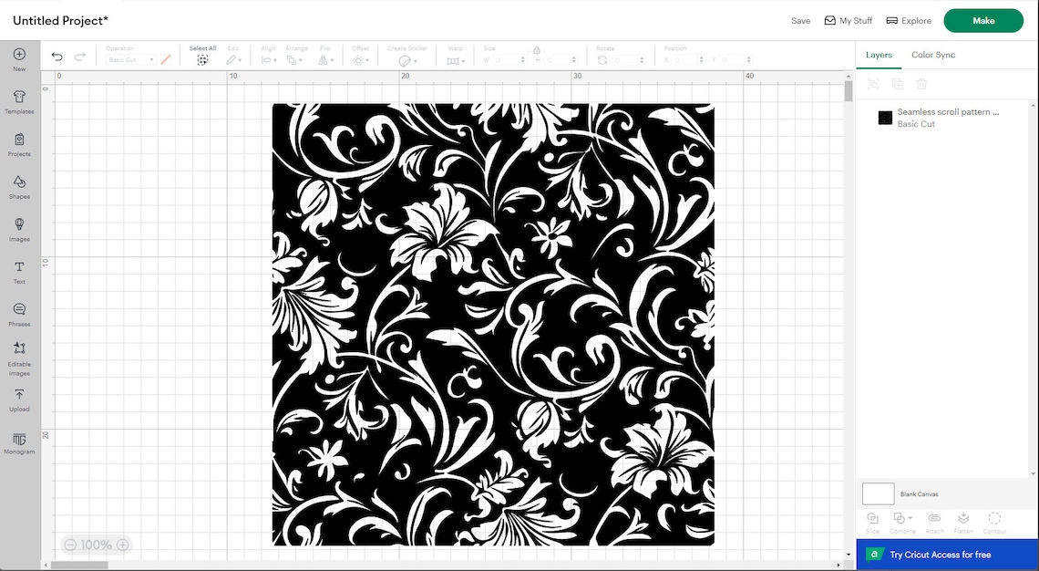 Seamless Scroll Pattern Svg,vector Seamless,floral Pattern, Digital ...