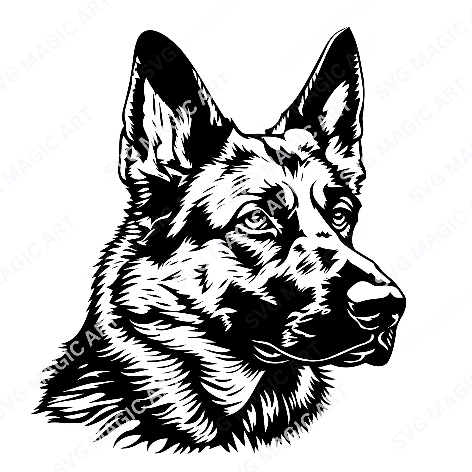 Bundle 6 German Shepherd Head SVG PNG File , Dog Head Png ,german ...
