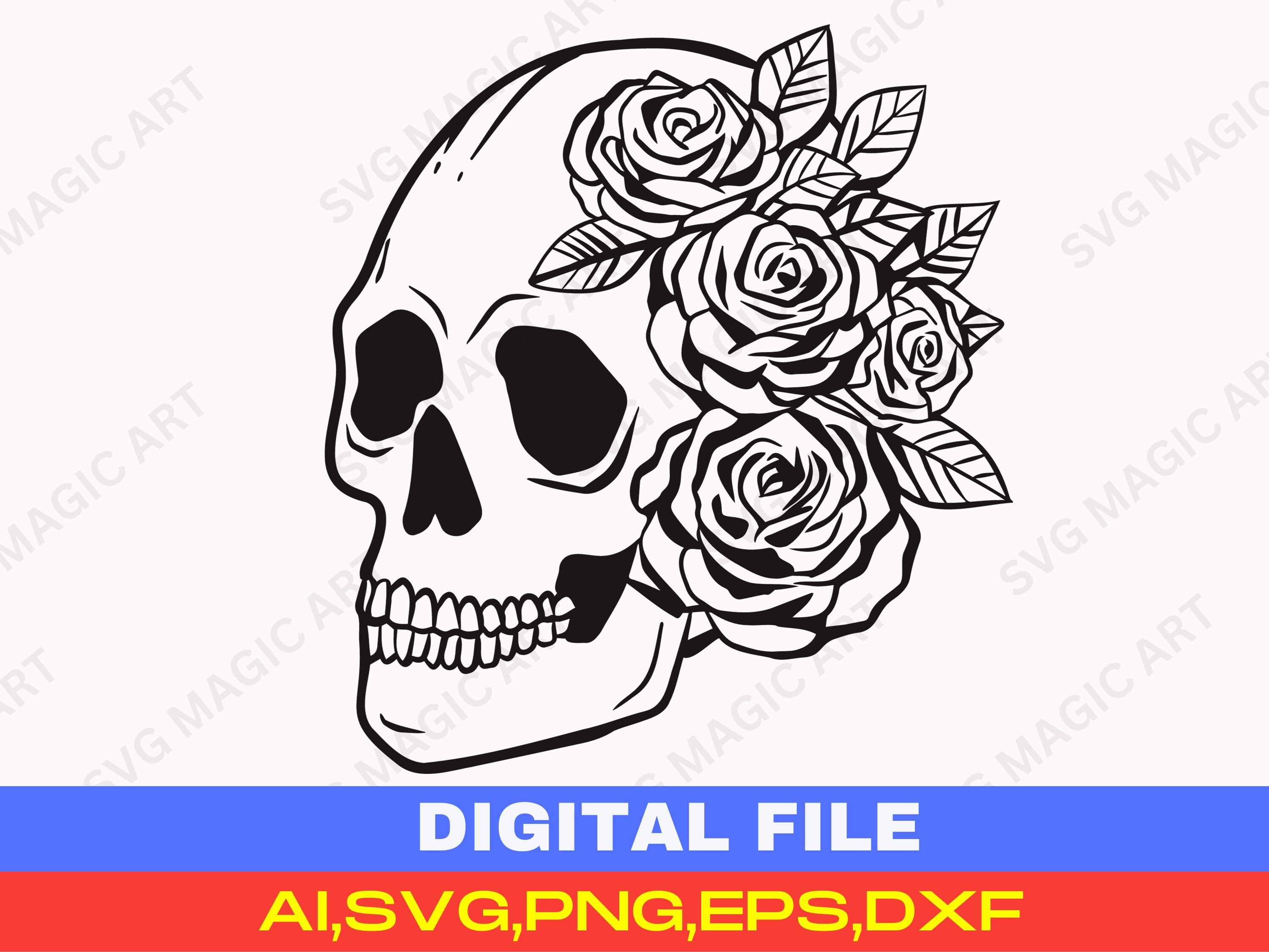 Skull Rose Svg,skull Svg, Skull Flower Cut File, Floral Skull Svg ...