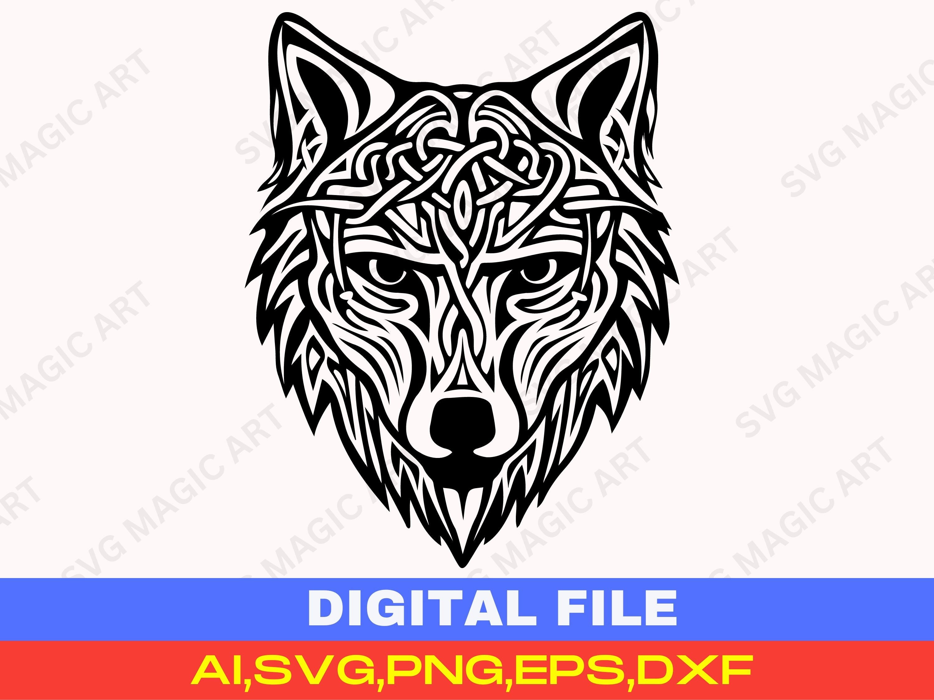 Mystic Wolf Head,celtic Wolf Face,fenrir Svg,norse Mythology,wolf Svg ...