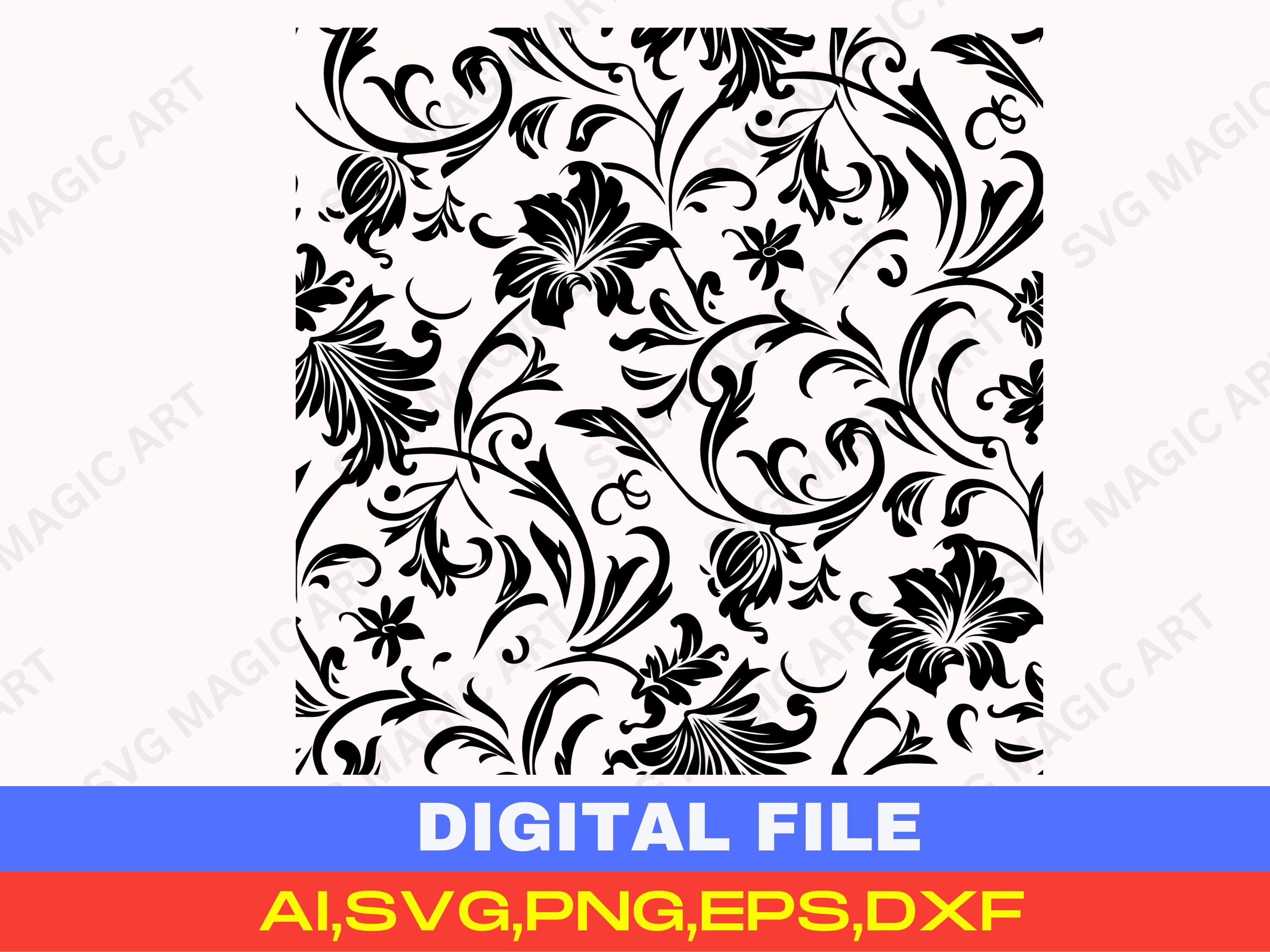 Seamless Scroll Pattern Svg,vector Seamless,floral Pattern, Digital ...