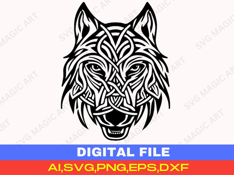 Mystic Wolf Head,celtic Wolf Face,fenrir Svg,norse Mythology Wolf Svg ...