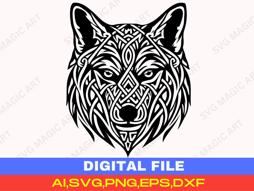 Celtic Wolf Face,mystic Wolf Head,fenrir Svg,norse Mythology Wolf Svg ...