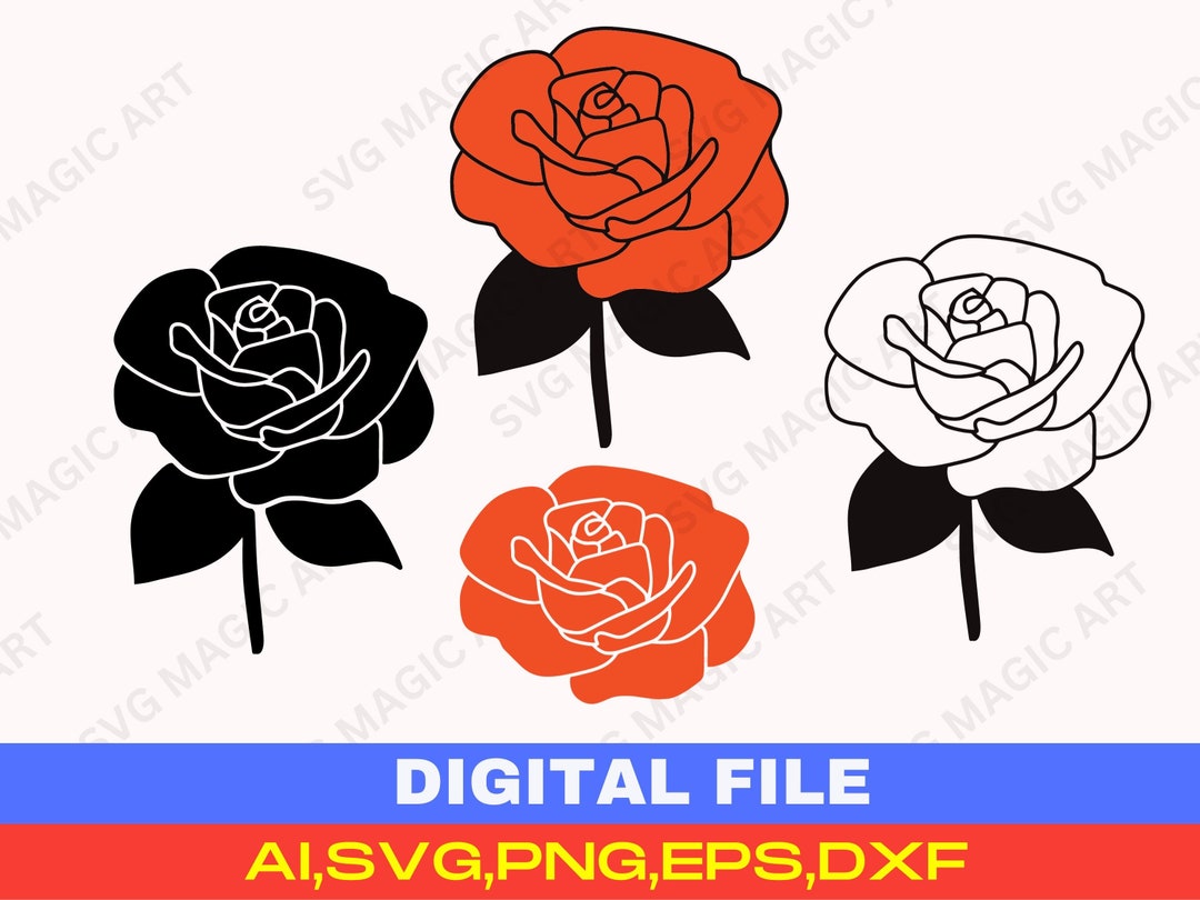 Single Rose SVG, Flower Svg, Rose Flower Svg, Flowers SVG, Roses Svg ...