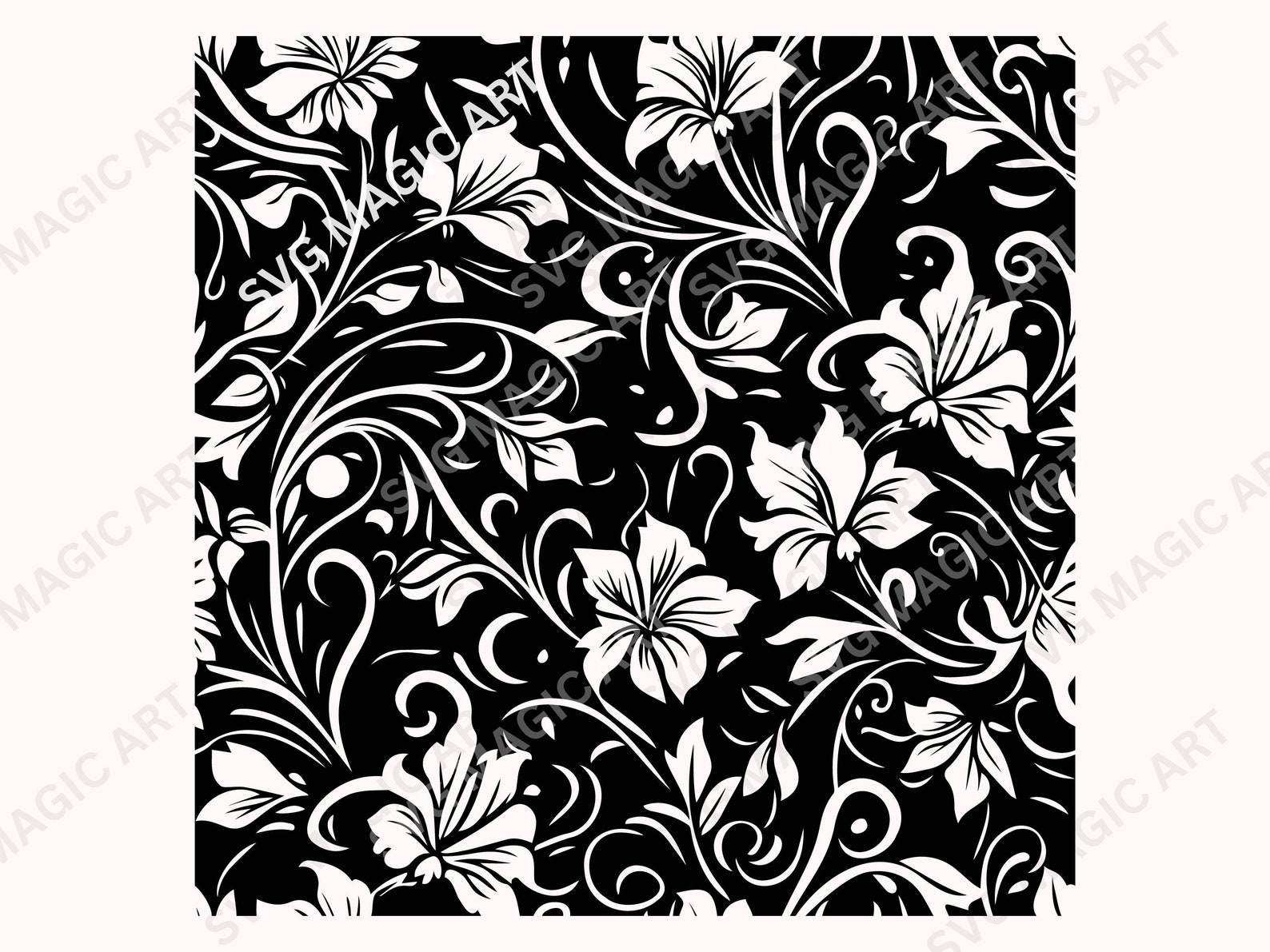 Seamless Scroll Pattern Svg,vector Seamless Floral Pattern, Digital ...